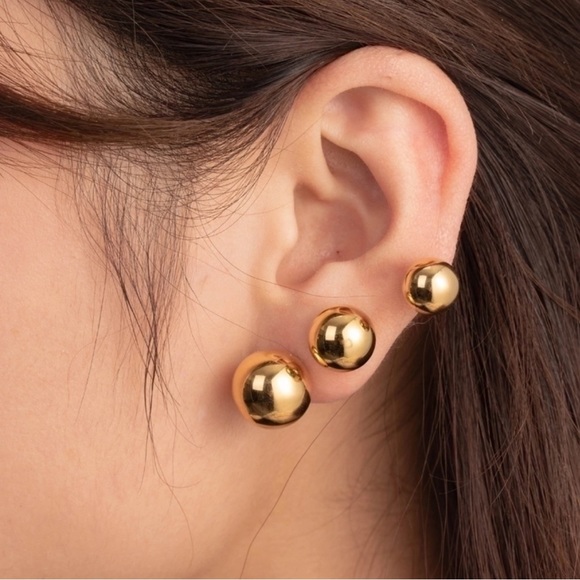 Jewelry | The Stella 18k Gold Plated Large Round Ear Studs | Poshmark